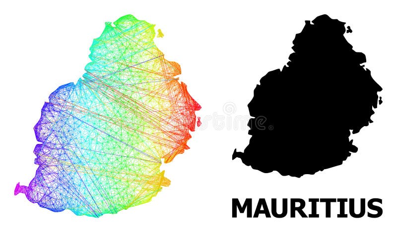 Hatched Map of Mauritius Island with Rainbow Colored Gradient Stock ...
