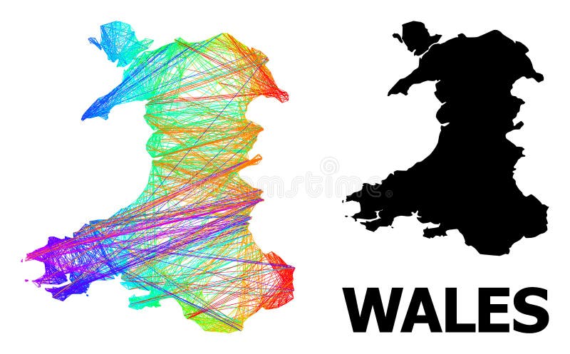 Hatched Map of Wales with Rainbow Colored Gradient Stock Vector ...