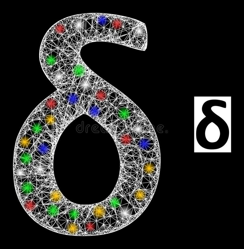 Hatched Mesh Delta Greek Lowercase Symbol Icon with Multicolored ...