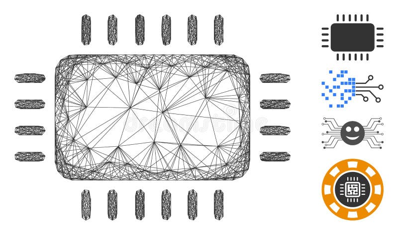 Hatched Microchip Vector Mesh Stock Vector - Illustration of ...