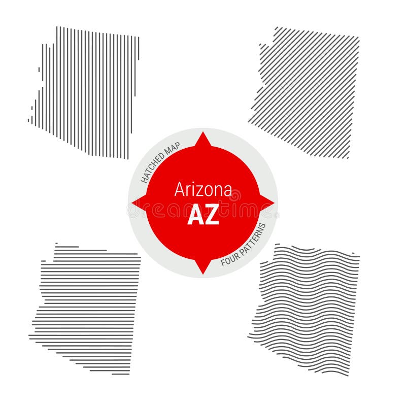 Hatched Pattern Vector Map of Arizona. Stylized Simple Silhouette of ...