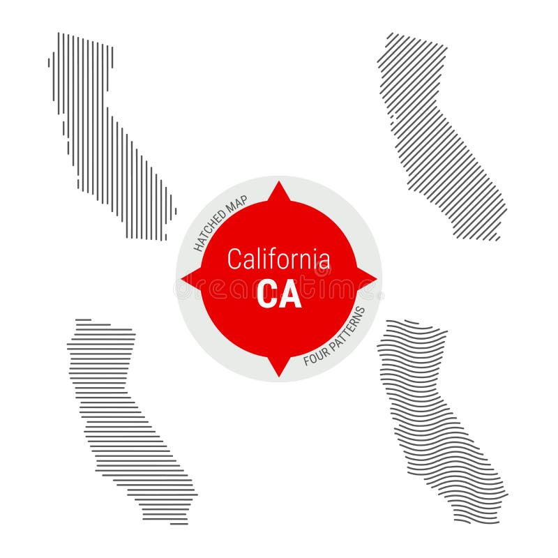 Hatched Pattern Vector Map of California. Stylized Simple Silhouette of ...