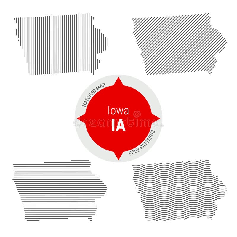Hatched Pattern Vector Map of Iowa. Stylized Simple Silhouette of Iowa ...