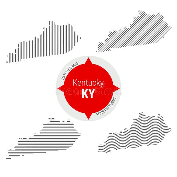 Hatched Pattern Vector Map of Kentucky. Stylized Simple Silhouette of ...