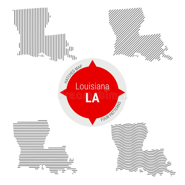 Hatched Pattern Vector Map of Louisiana. Stylized Simple Silhouette of ...