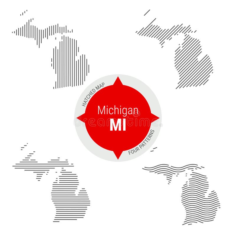 Hatched Pattern Vector Map of Michigan. Stylized Simple Silhouette of ...