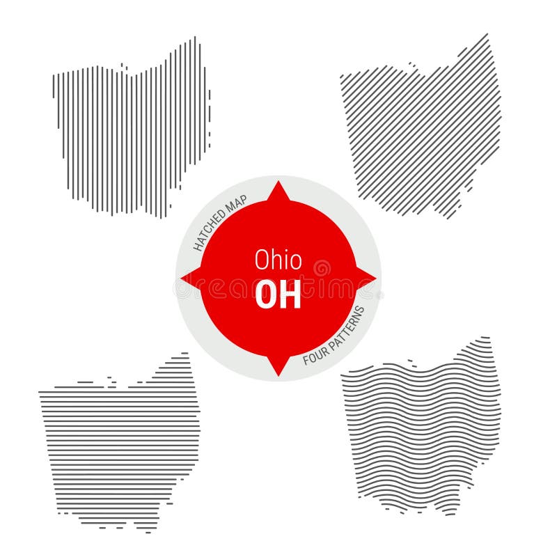 Hatched Pattern Vector Map of Ohio. Stylized Simple Silhouette of Ohio ...