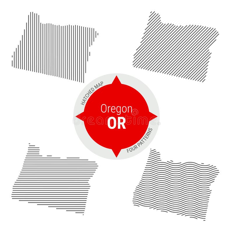 Hatched Pattern Vector Map of Oregon. Stylized Simple Silhouette of ...