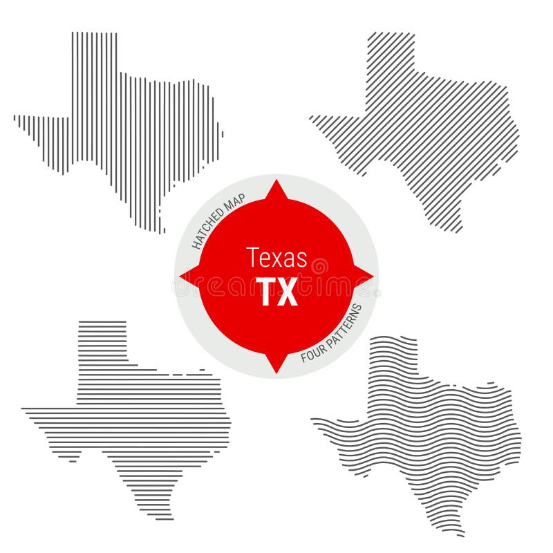 Hatched Pattern Vector Map of Texas. Stylized Simple Silhouette of ...