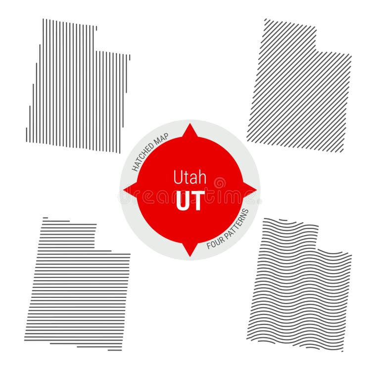 Hatched Pattern Vector Map of Utah. Stylized Simple Silhouette of Utah ...