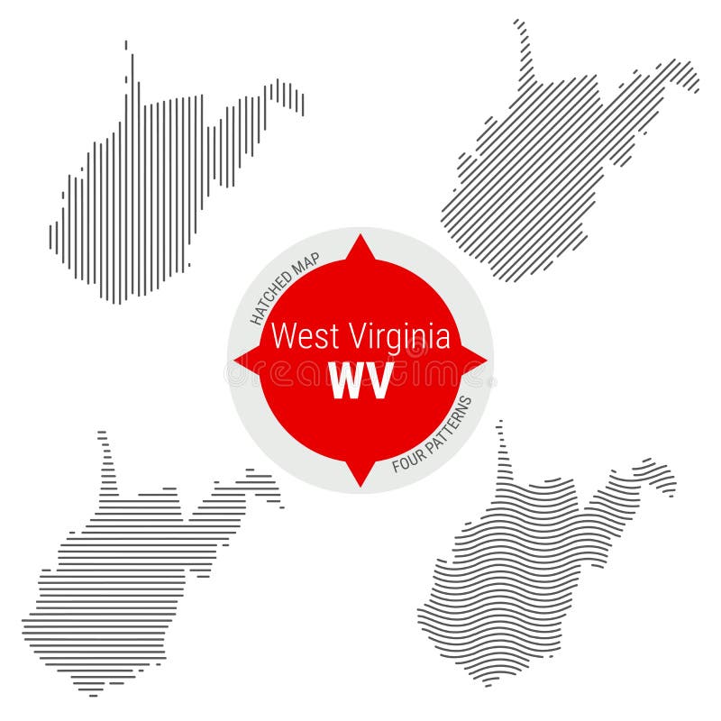 Hatched Pattern Vector Map of West Virginia. Stylized Simple Silhouette ...