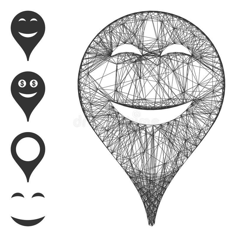 Hatched Pleasure Smiley Map Marker Vector Mesh Stock Vector ...