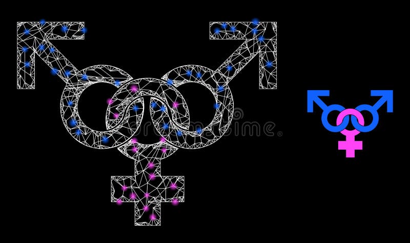 Hatched Promiscuity Symbol Mesh Icon with Constellation Lightspots ...