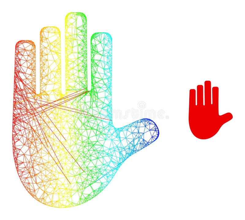 Hatched Stop Hand Web Mesh Icon with Rainbow Gradient Stock Vector ...