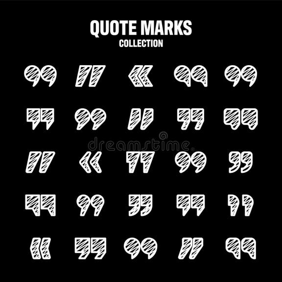 Hatched Text Quotation Marks. Hand Drawn Quotes Icon. Typographic ...