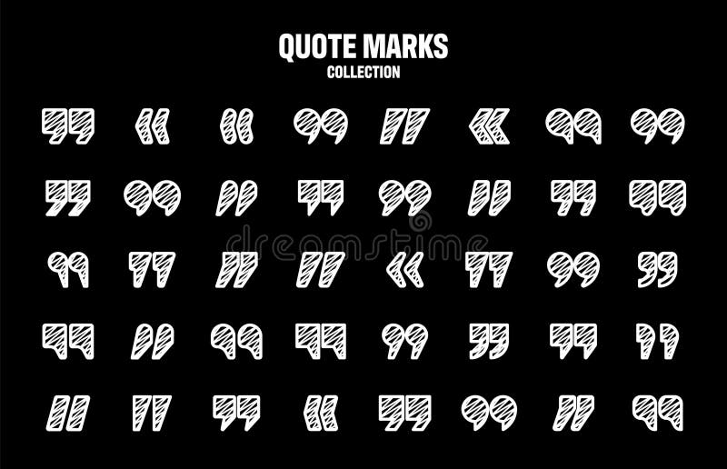 Hatched Text Quotation Marks. Hand Drawn Quotes Icon. Typographic ...