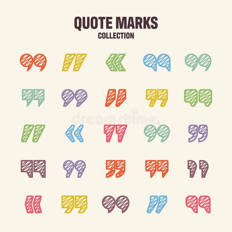 Hatched Text Quotation Marks. Hand Drawn Quotes Icon. Typographic ...