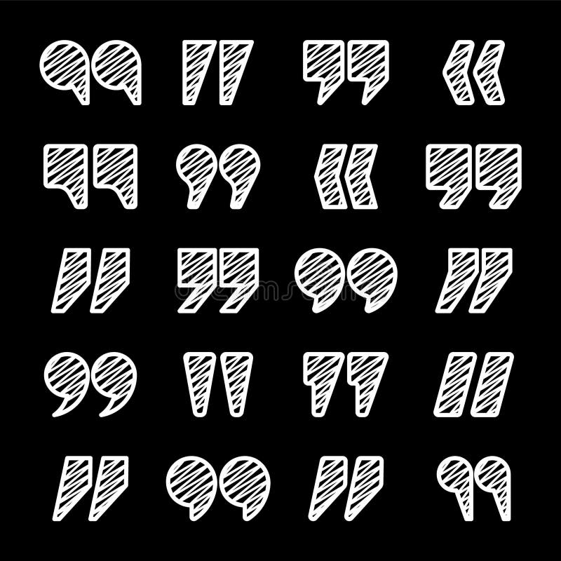 Hatched Text Quotation Marks. Hand Drawn Quotes Icon. Typographic ...