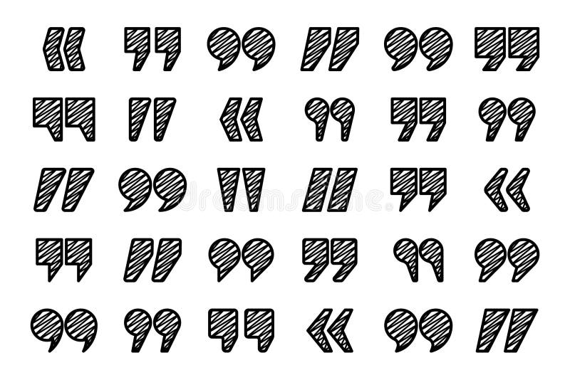 Hatched Text Quotation Marks. Hand Drawn Quotes Icon. Typographic ...