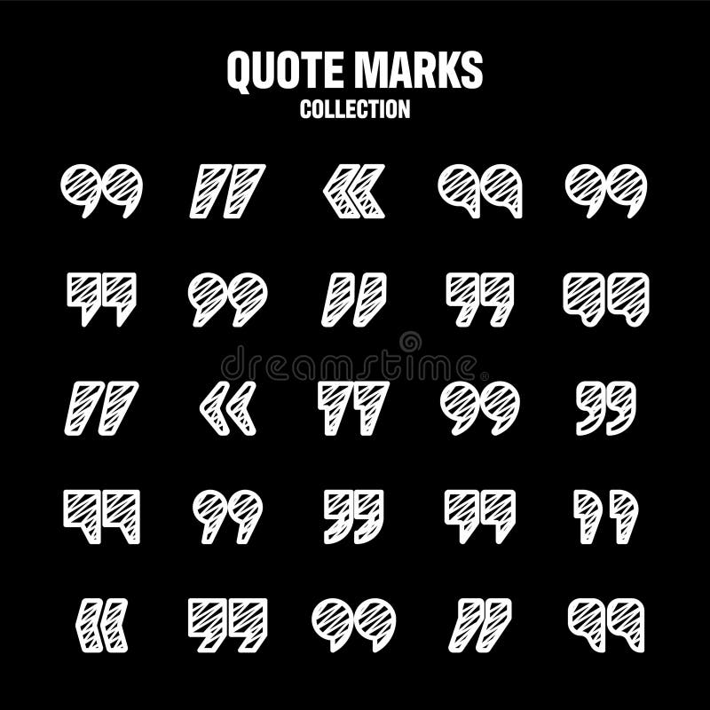 Hatched Text Quotation Marks. Hand Drawn Quotes Icon. Typographic ...
