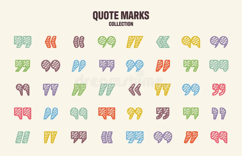 Hatched Text Quotation Marks. Hand Drawn Quotes Icon. Typographic ...