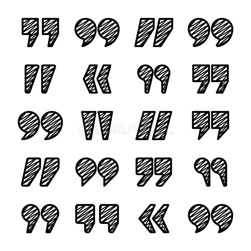 Hatched Text Quotation Marks. Hand Drawn Quotes Icon. Typographic ...