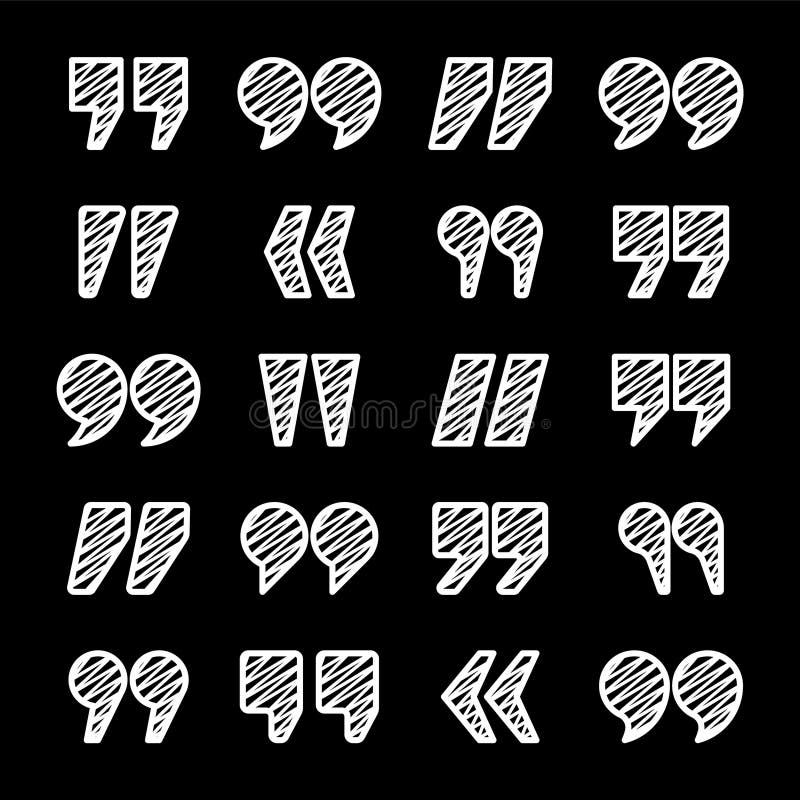 Hatched Text Quotation Marks. Hand Drawn Quotes Icon. Typographic ...