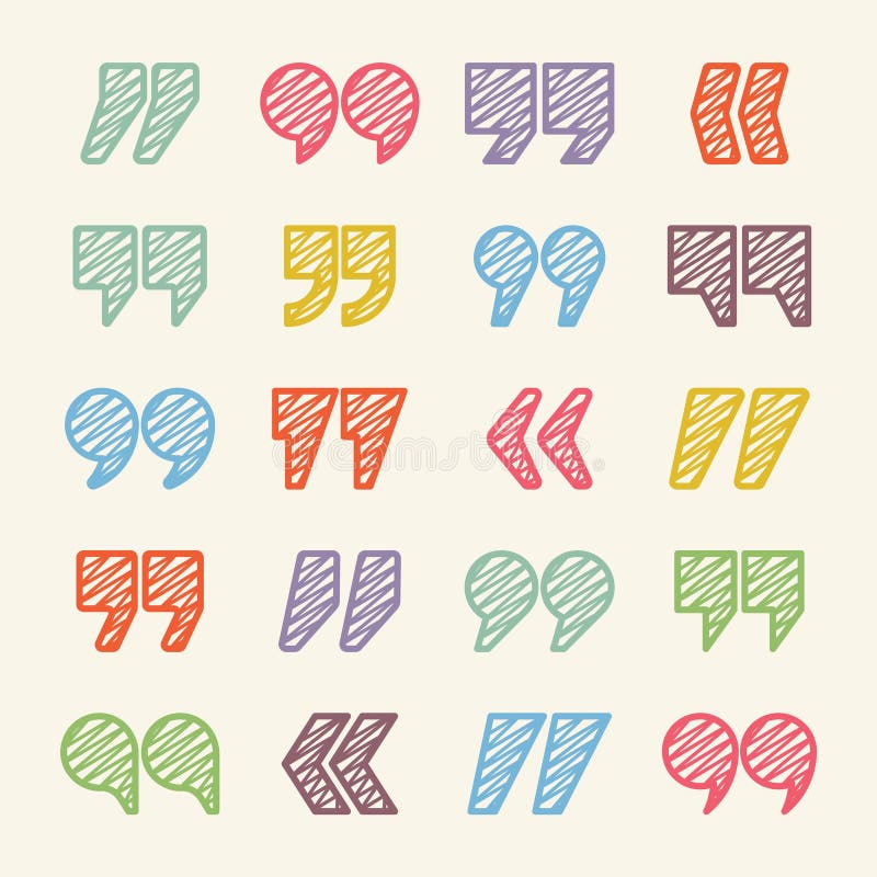 Hatched Text Quotation Marks. Hand Drawn Quotes Icon. Typographic ...