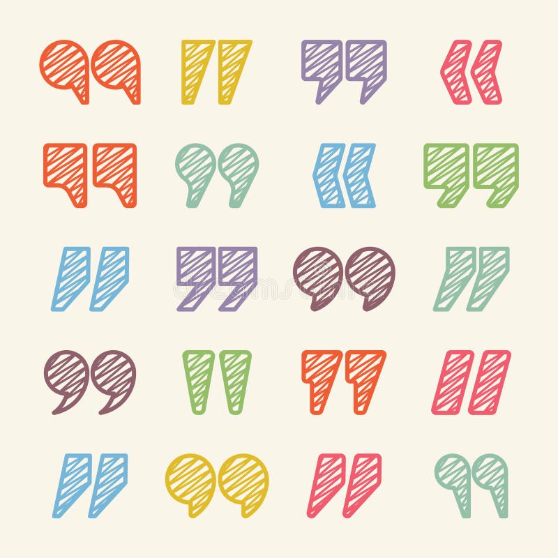 Hatched Text Quotation Marks. Hand Drawn Quotes Icon. Typographic ...