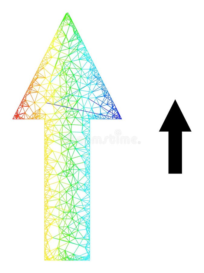 Hatched Up Arrow Web Mesh Icon with Spectral Gradient Stock Vector ...