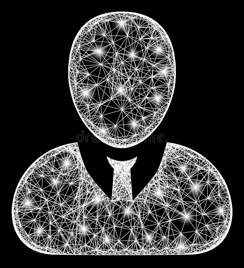 Hatched User Profile Web Mesh with Bright Flares Stock Vector ...