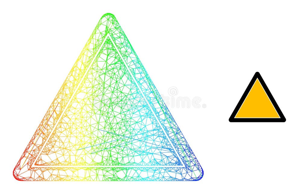 Hatched Warning Triangle Template Web Mesh Icon with Spectral Gradient Stock Vector ...