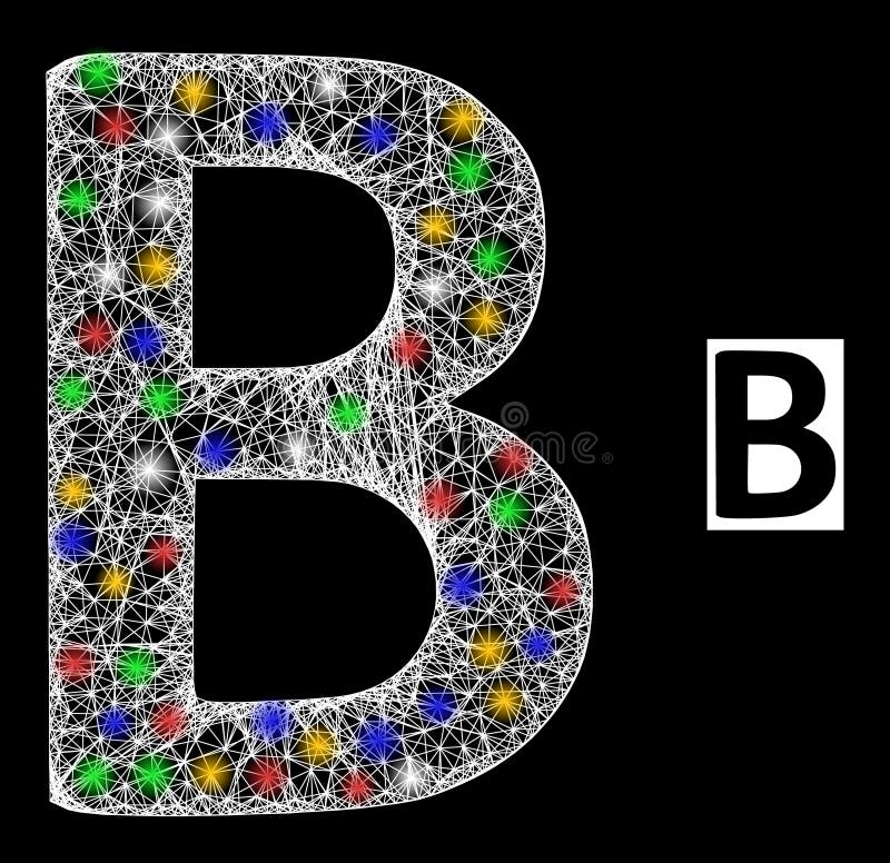 Hatched Web Mesh Beta Greek Symbol Icon with Colored Flares Stock ...