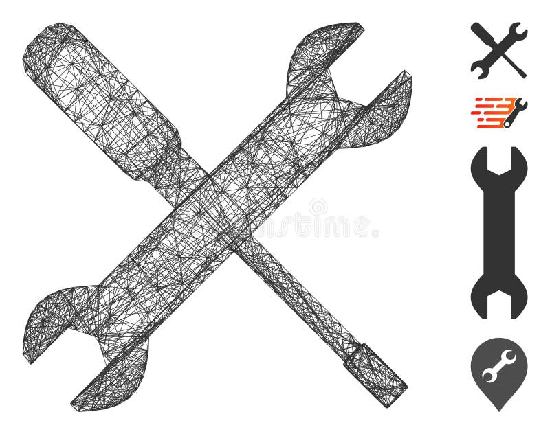 Hatched Wrench and Screwdriver Tools Vector Mesh Stock Vector ...