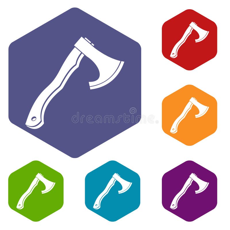 Hatchet icons set hexagon stock vector. Illustration of flat - 91692057