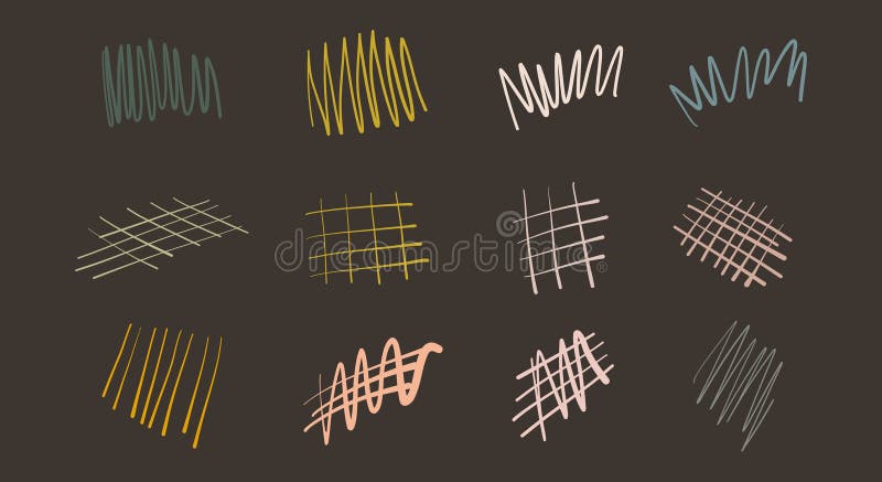 Hatching and Crosshatch Lines Doodle Hand Draw Set. Vertical, Diagonal ...