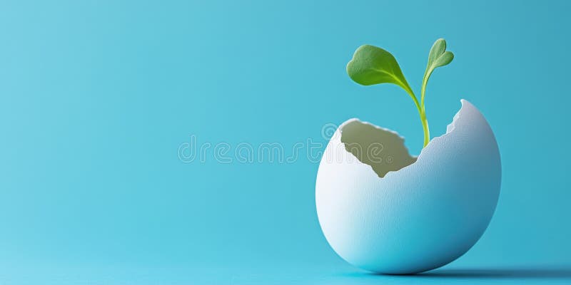 Hatching Egg with Growth Plant Stock Photo - Image of symbol, natural ...