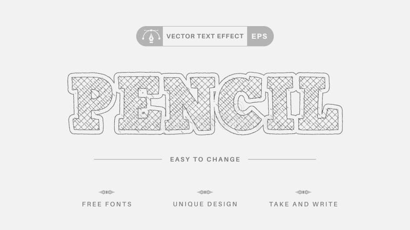 Hatching Pencil - Editable Text Effect, Font Style Stock Vector - Illustration of book, learn ...