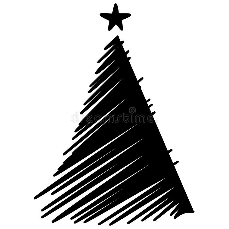 Hatchy Xmas Tree Hand Drawing Vector Illustration Stock Vector ...