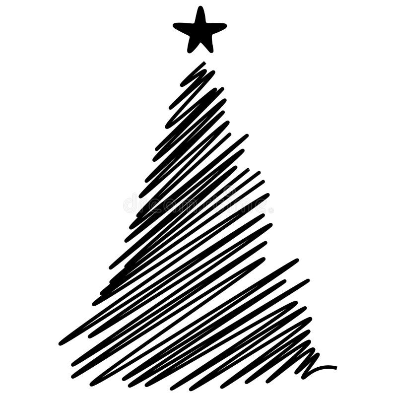 Hatchy Xmas Tree Hand Drawing Vector Illustration Stock Vector ...
