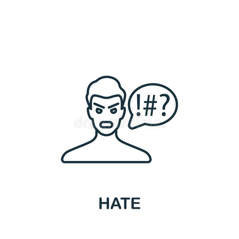 Hate Icon. Monochrome Simple Line Harassment Icon for Templates, Web ...
