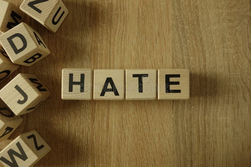 Hate Word from Wooden Blocks Stock Photo - Image of communication ...