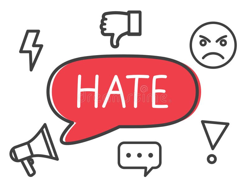 Hate Word on a Speech Bubble Stock Vector - Illustration of word, text ...