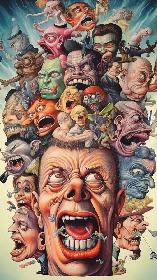 Hatred. the Man Shows Hatred for the Whole World Stock Illustration ...