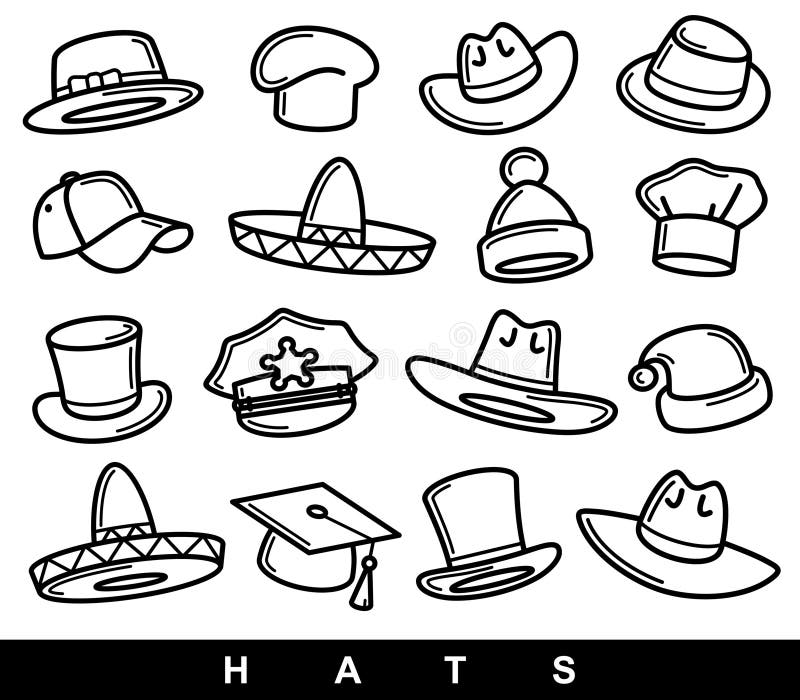 Hats Collection Set. Collection Icon Hat Stock Illustration ...