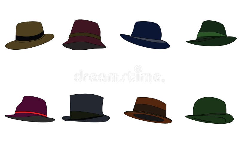 Hats of Different Colors. Raster Stock Illustration - Illustration of ...