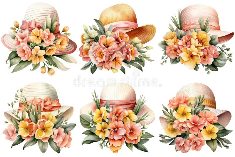 Hats with Flowers stock image. Illustration of ornate - 311386459