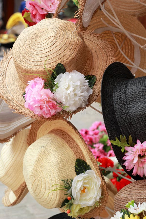 Hats for Sale at the Market Stock Photo - Image of black, head: 39745180