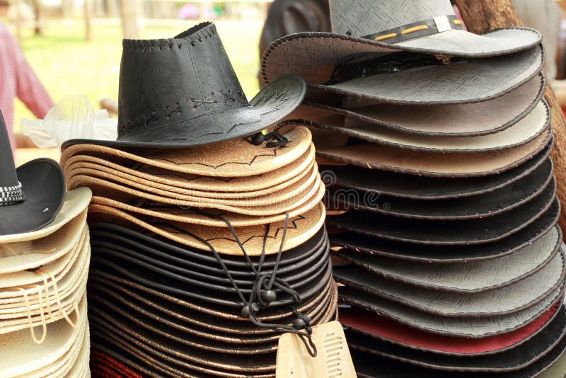 Hats for Sale at the Market Stock Image - Image of black, cotton: 39921897