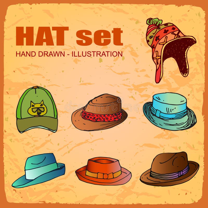 Hats Set stock vector. Illustration of icon, drawing - 39156219